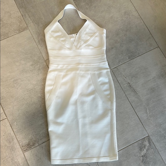 Dresses | Elegant White Halter Bodycon Dress | Poshmark